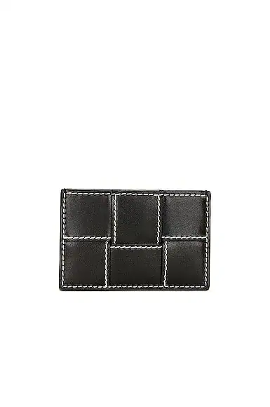 Bottega Veneta Cassette Credit Card Case Urban Stitch In Black